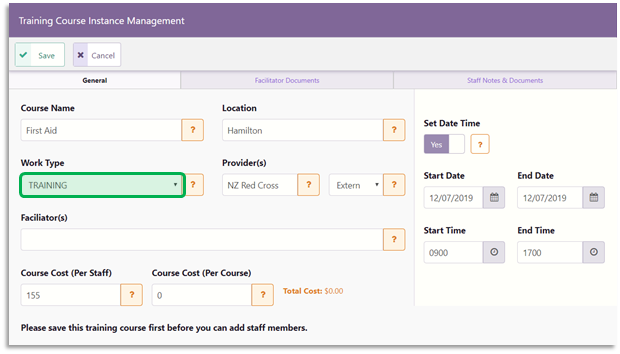 Add Work Types to Course Instances