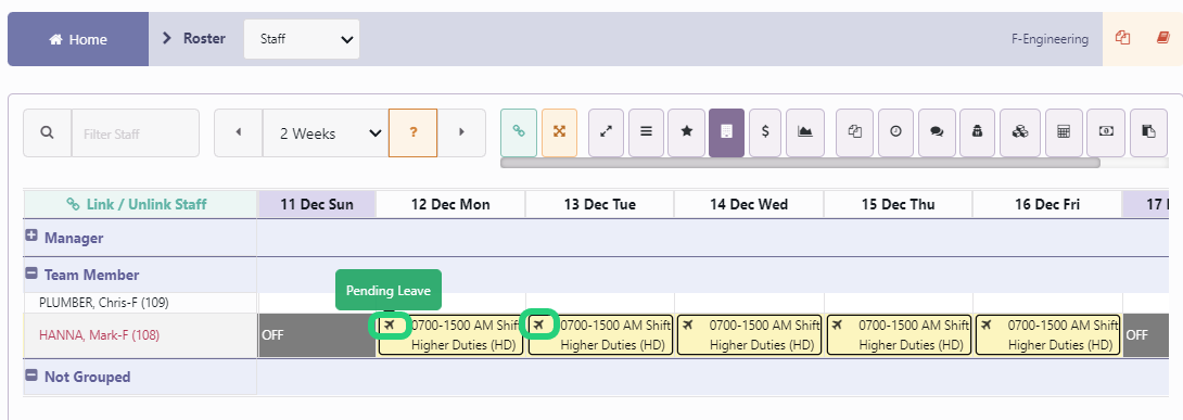 Leave Requests in Timesheet and Roster