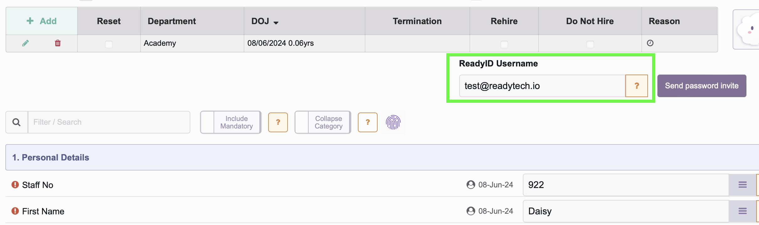 Setting ReadyID for Ready Workforce Payroll Integration