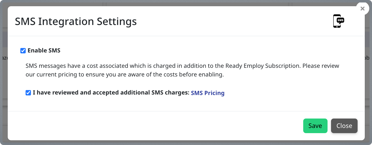 Enabling SMS for Tracking Steps