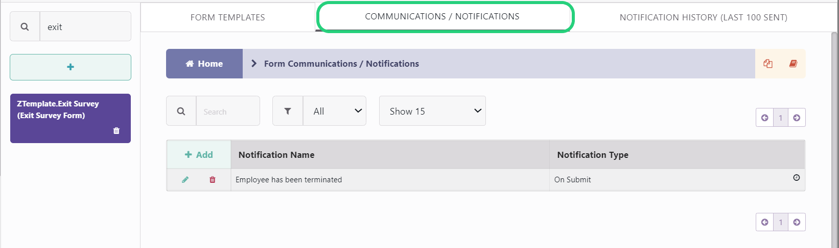 Exit Survey Notifications