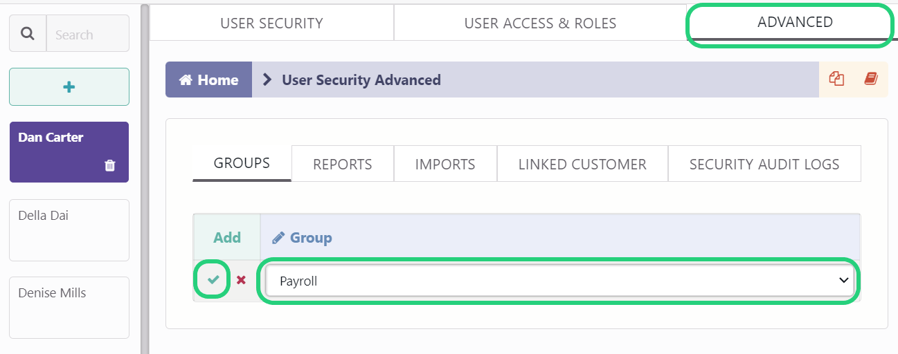 Creating a User Security Profile