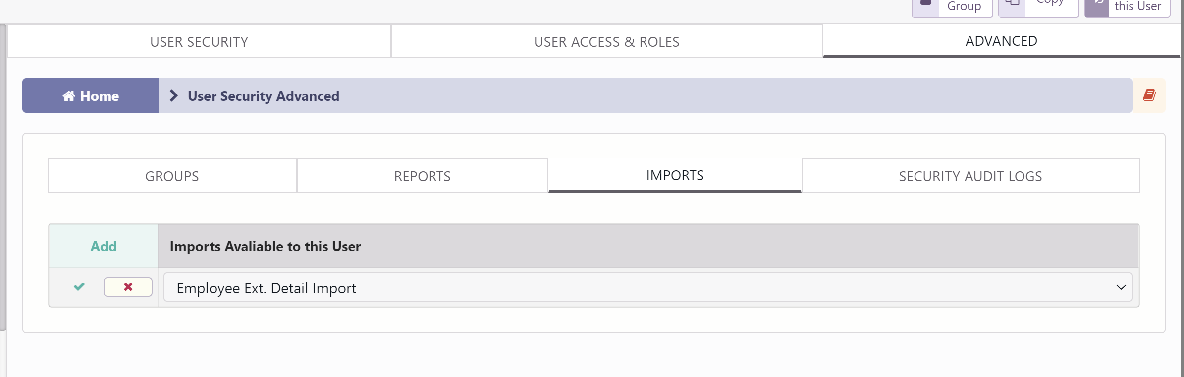 Creating a User Security Profile