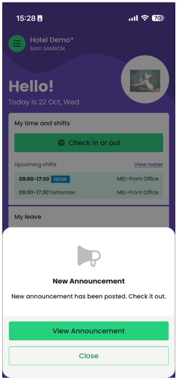 Staff Messaging & Announcements in Ready People